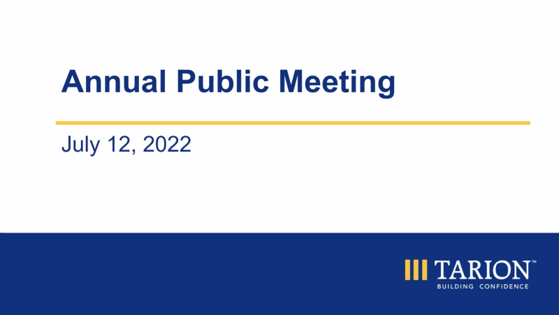 Tarion's Annual Public Meeting 2022 | Tarion.com